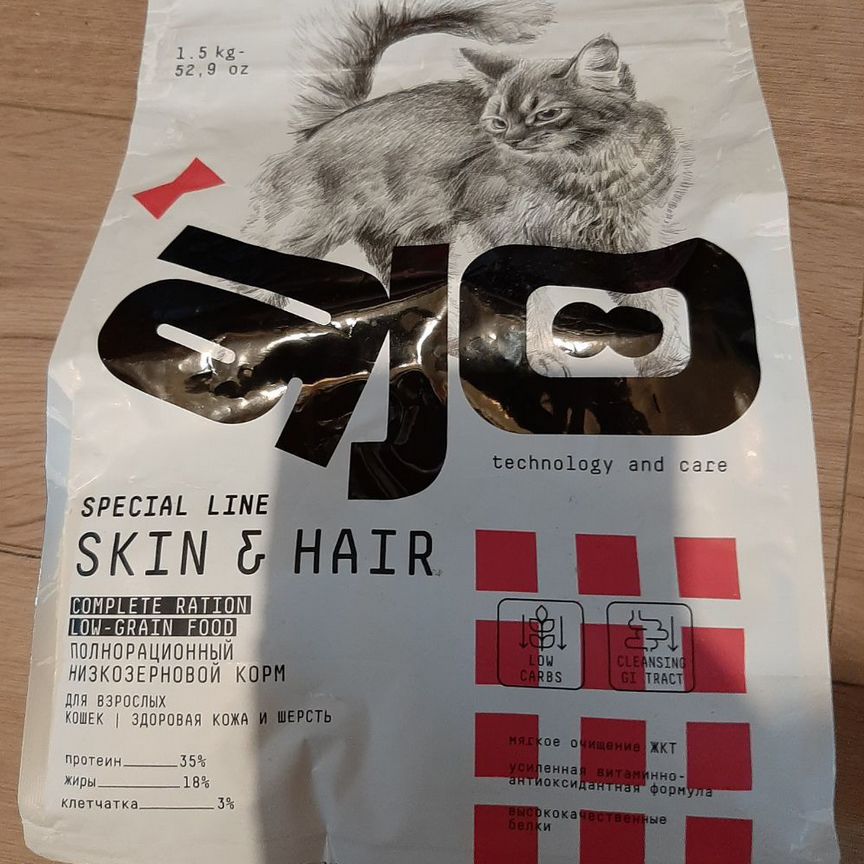 Корм для кошек ajo skin & care низкозерновой 1,7кг