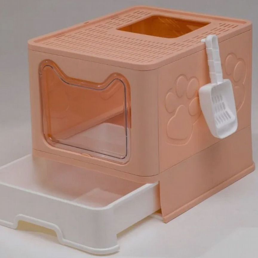 Закрытый лоток для кошек с выдвижным поддоном