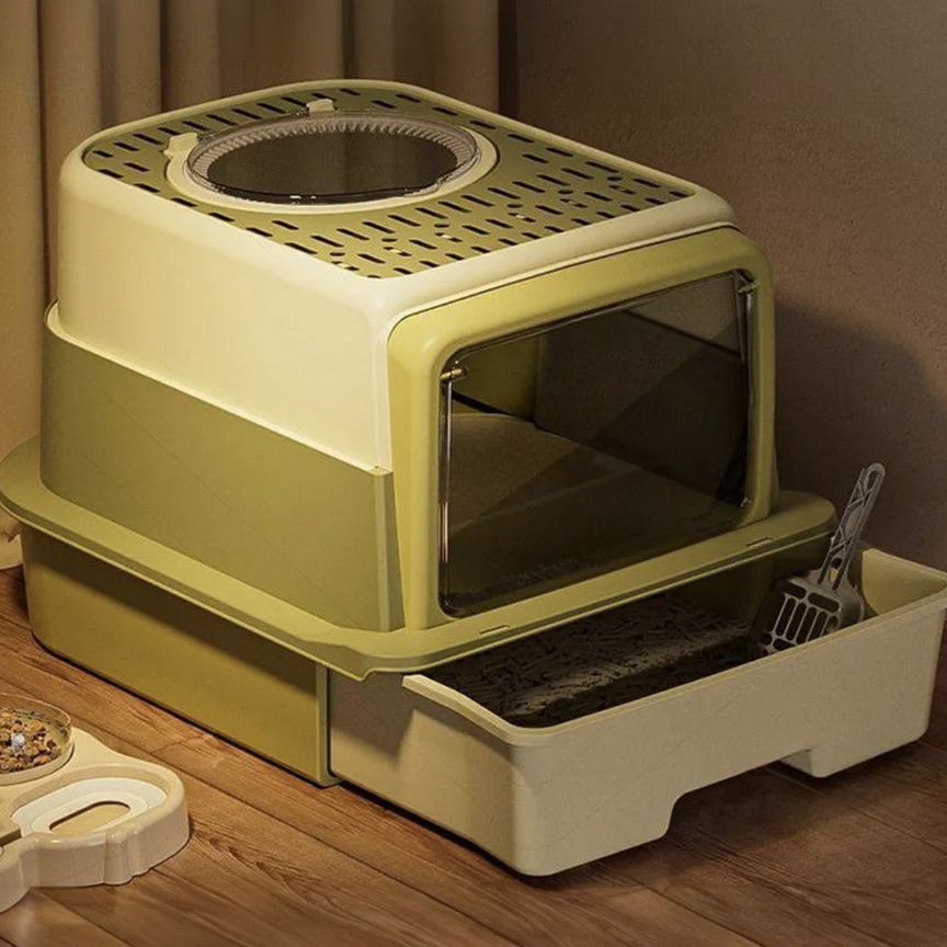 Закрытый лоток для кошек с бортами