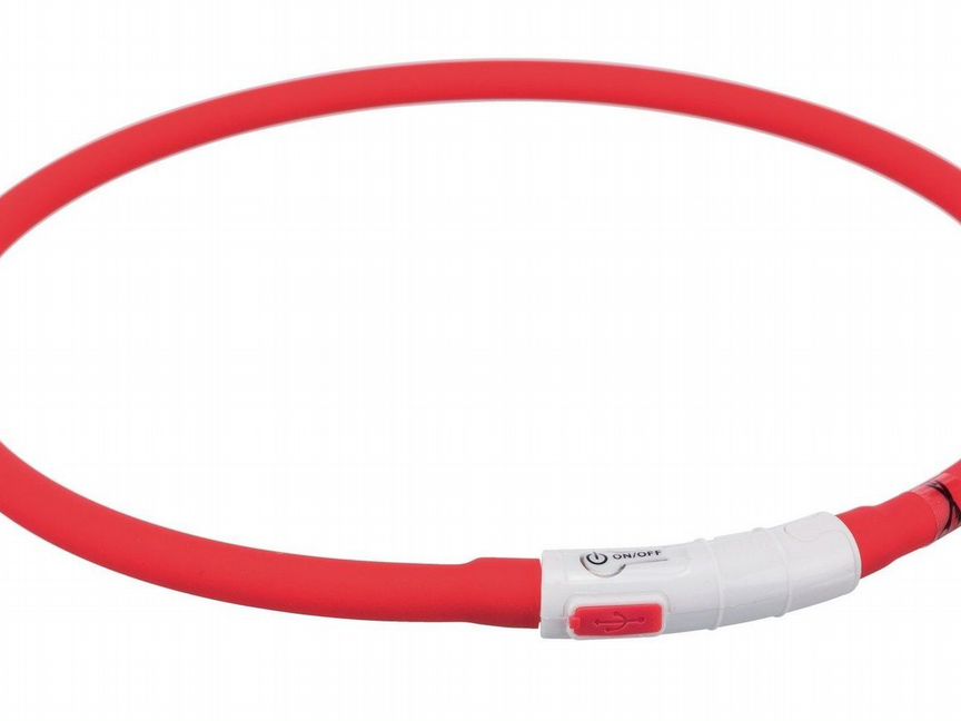 Trixie мигающее кольцо для собак USB, силикон, кра
