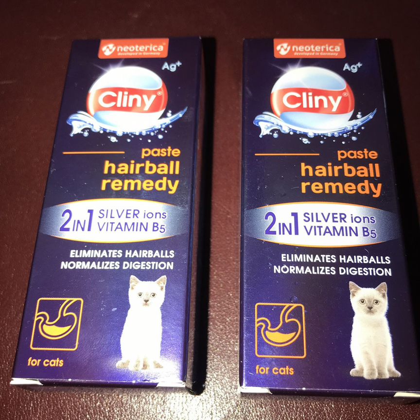 Cliny паста для вывода шерсти. 2х30мл. Новая
