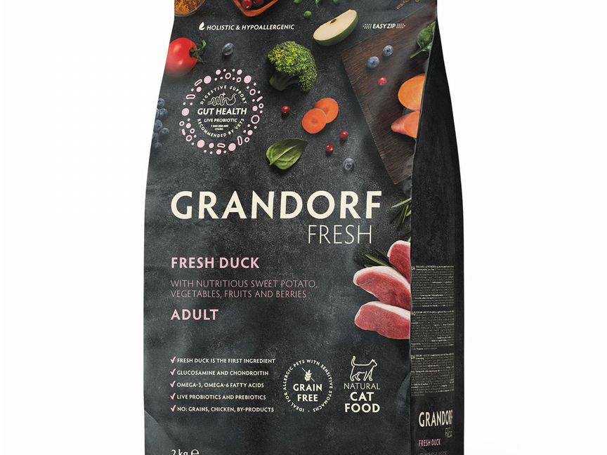 Корм для кошек Grandorf Fresh утка батат 2 кг