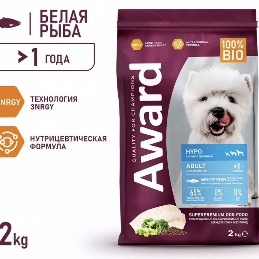 Award сухой корм для взрослых собак с аллергией