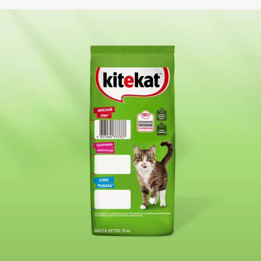 Корм kitekat кошек «Мясной Пир 15кг