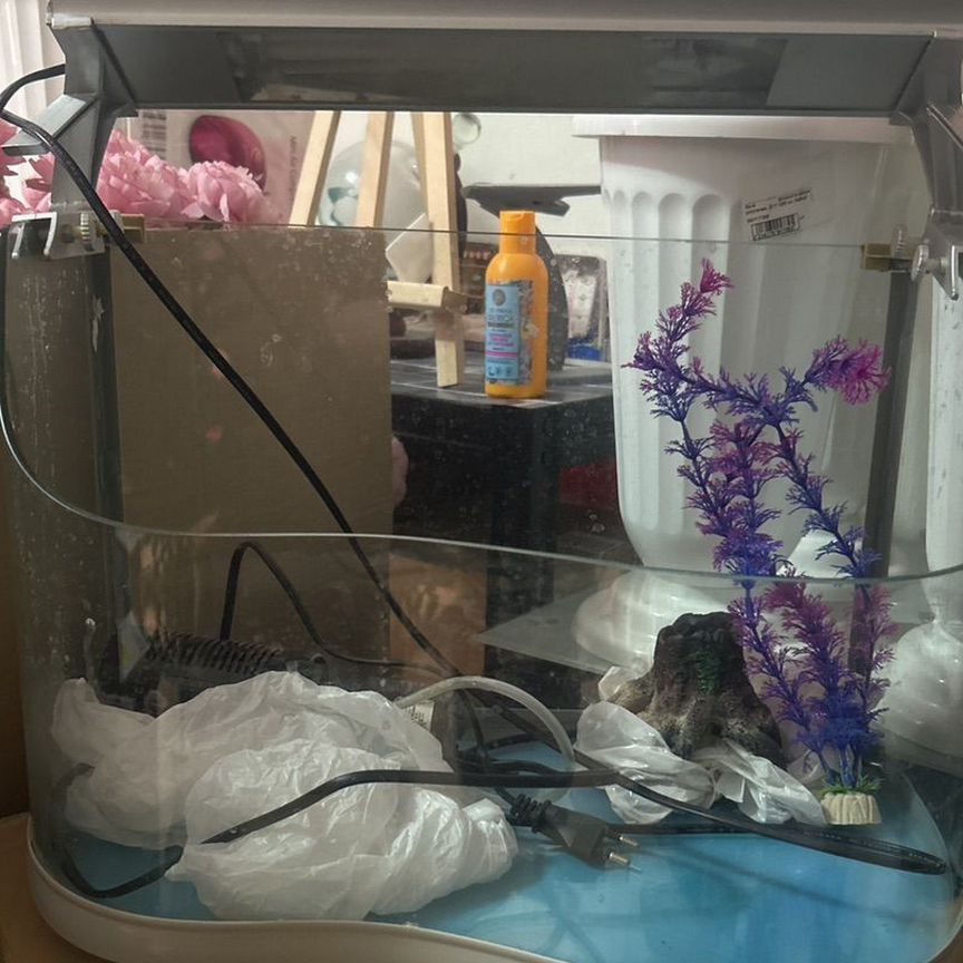 Аквариум для черепах с фильтром/гротом/растением