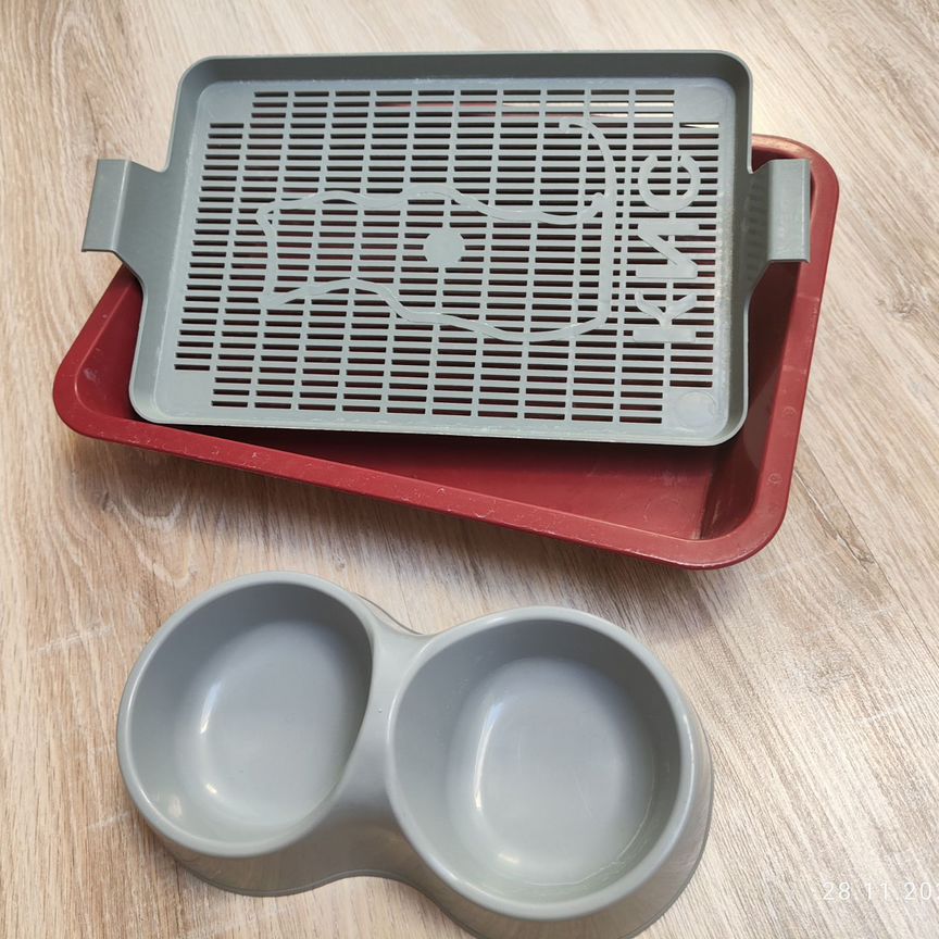 Лоток и миска для кошек