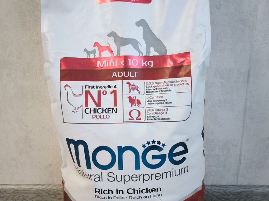 Корм для собак Monge Mini Adult с курицей, 7.5