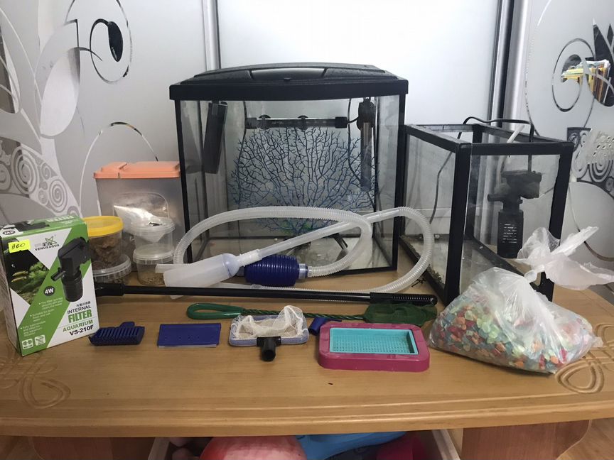 Аквариум, фильтр, лампа и многое доугое