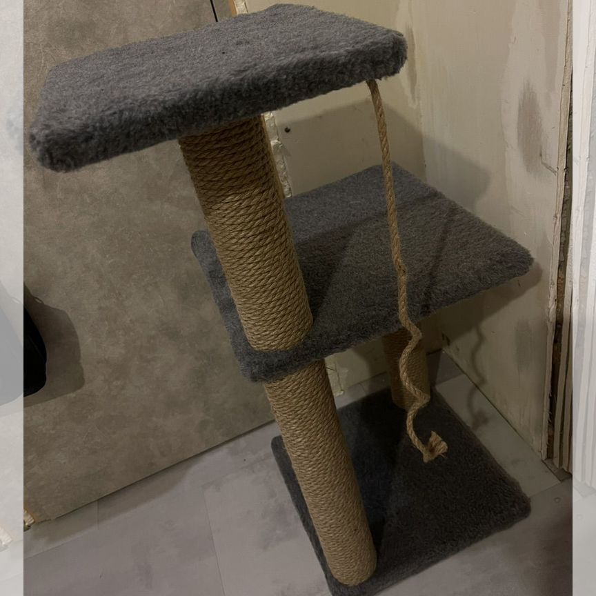 Когтеточка домик для кошки серая