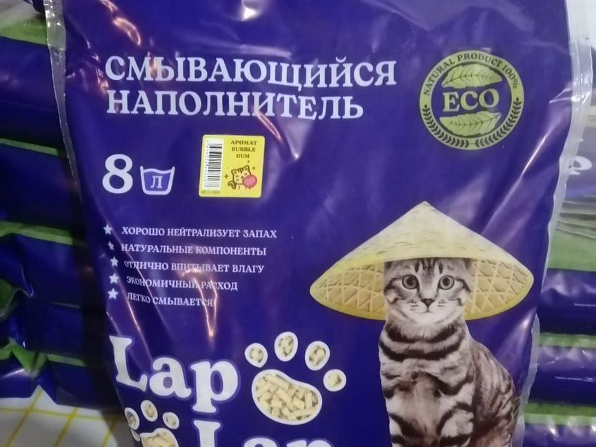 Смываемый комкующийся наполнитель "LAP LAP" 8л/4кг