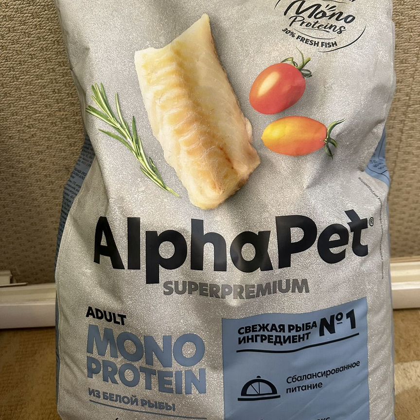 Корм для собак Alpha Pet Monoprotein с белой рыбой