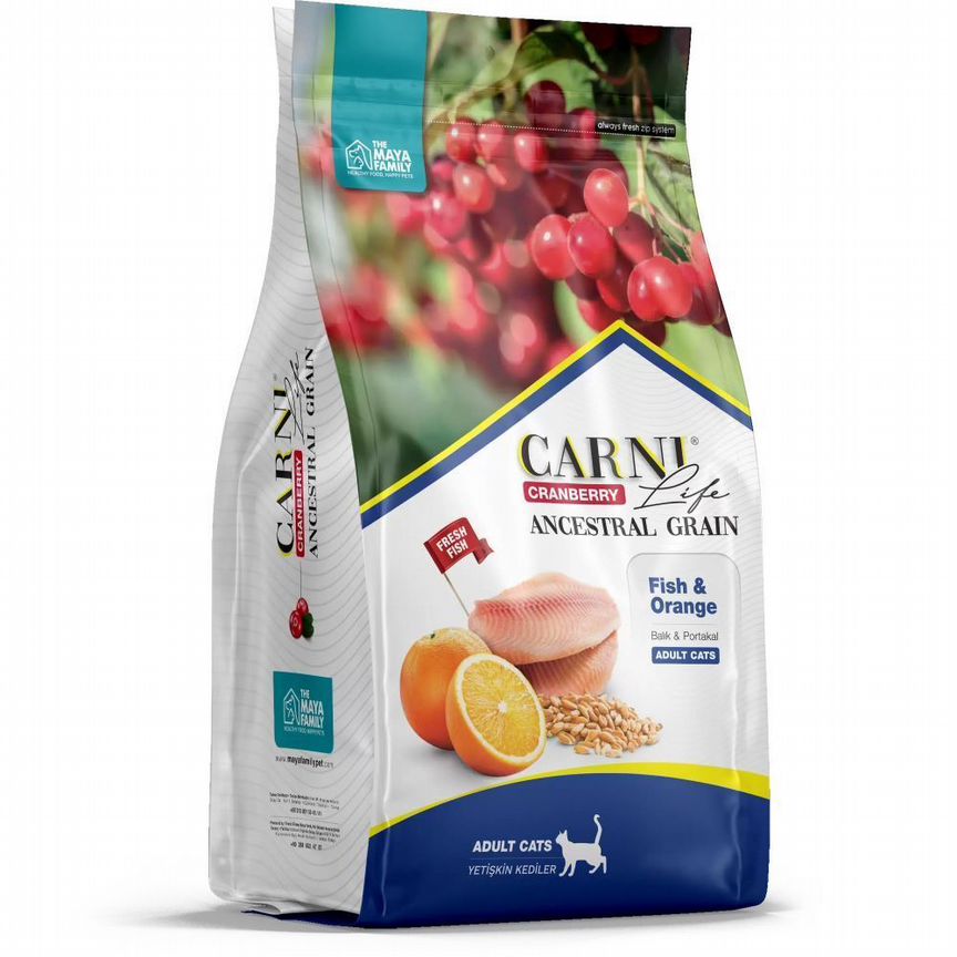 Сухой корм carni life Adult для взрослых кошек с рыбой, апельсином и клюквой - 5 кг