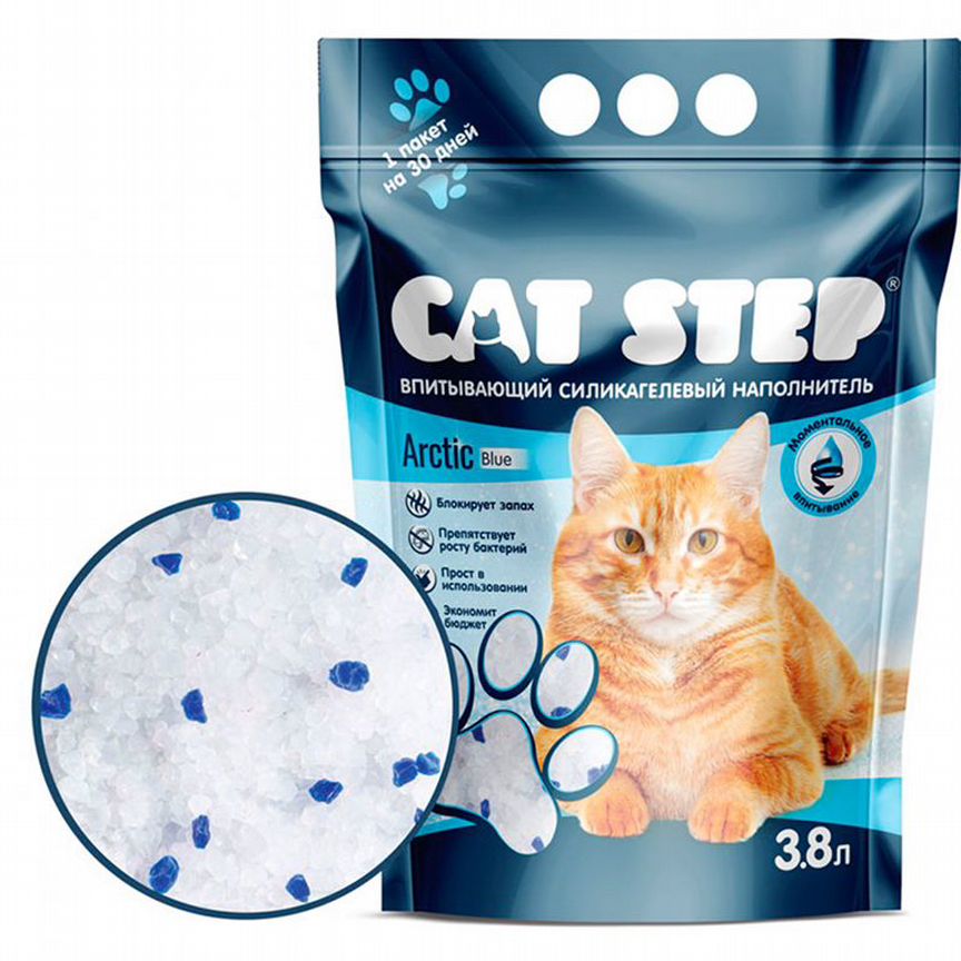 Cat Step Arctic Cиликагелевый наполнитель, 3,8 л