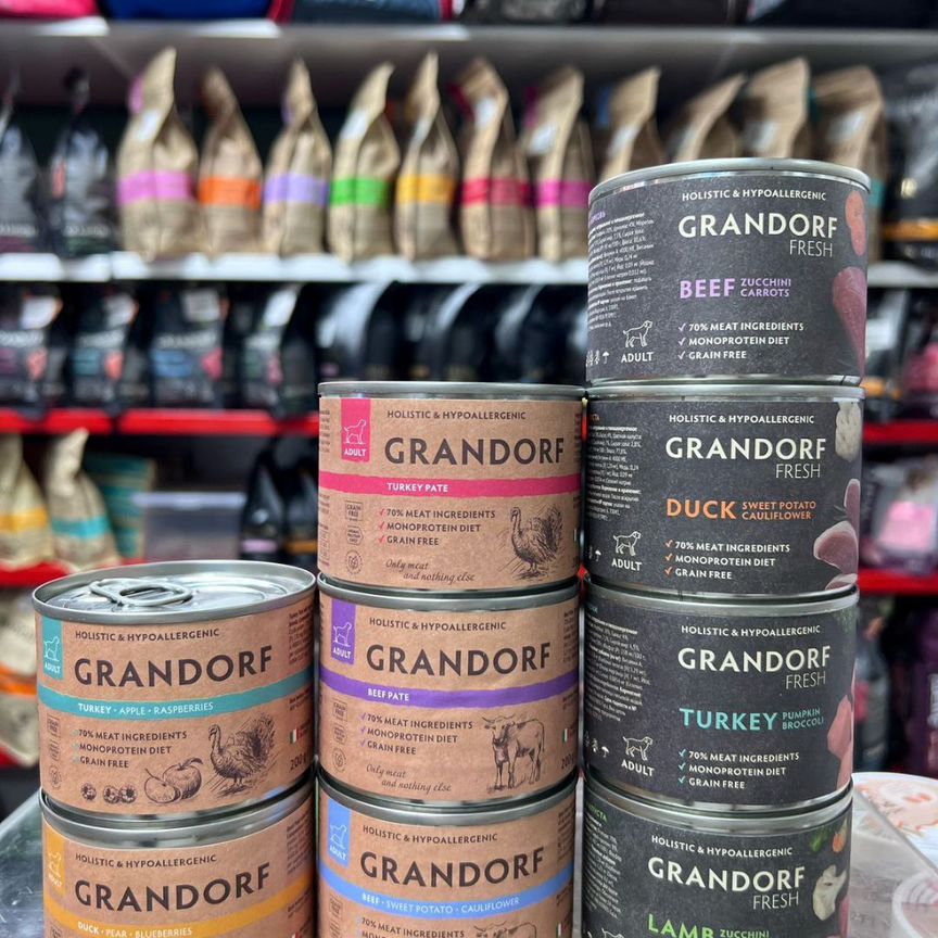 Консервы для собак Grandorf.В ассортименте