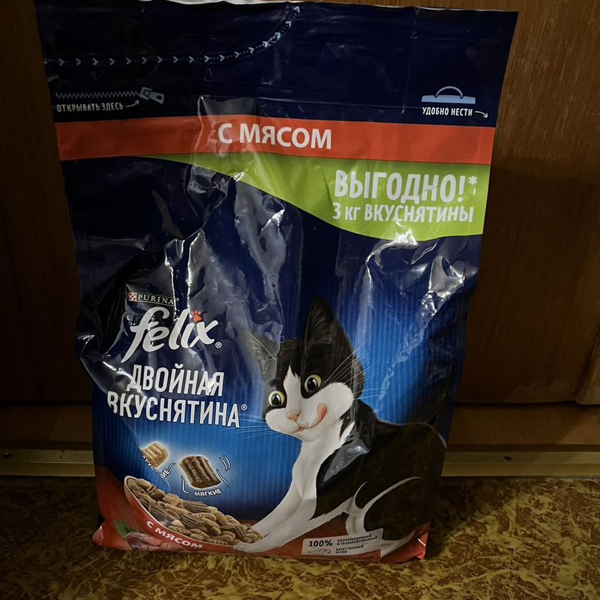 Сухой корм д/кошек 3кг Феликс/felix с мясом новый