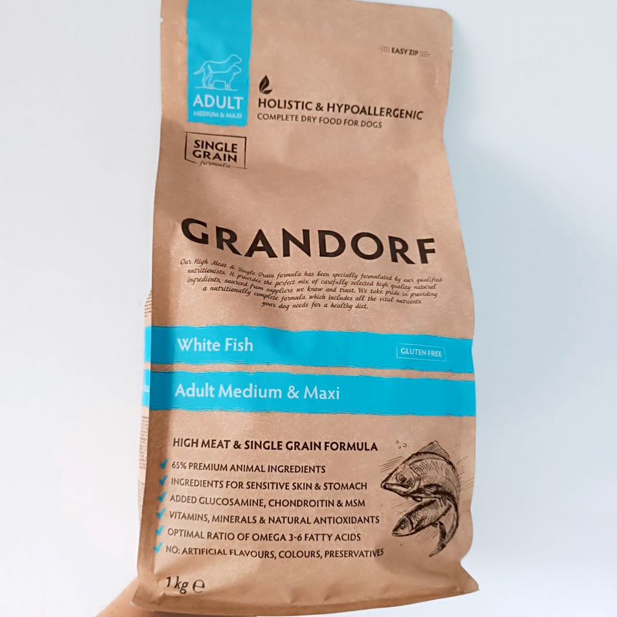 Grandorf для собак 1 кг с белой рыбой
