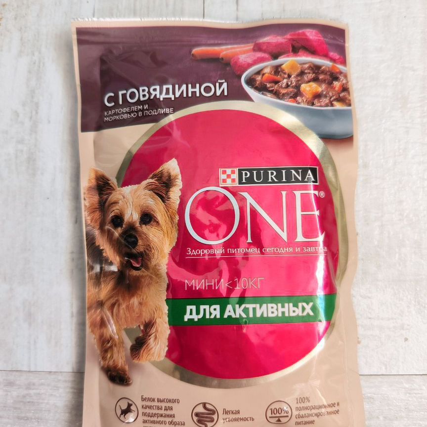 Влажный корм для собак purina one mini, 85 гр