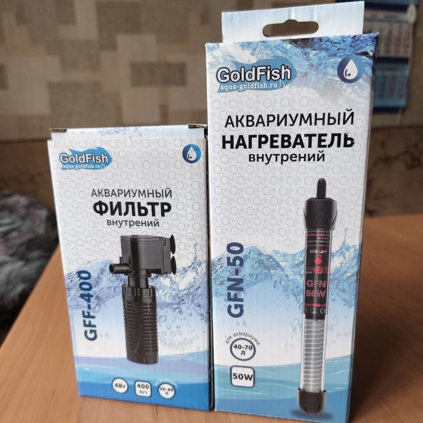 Нагреватель и фильтр для аквариума