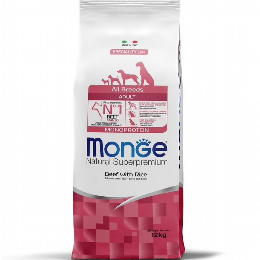 Корм Monge Speciality Line с Говядиной и рисом, 12