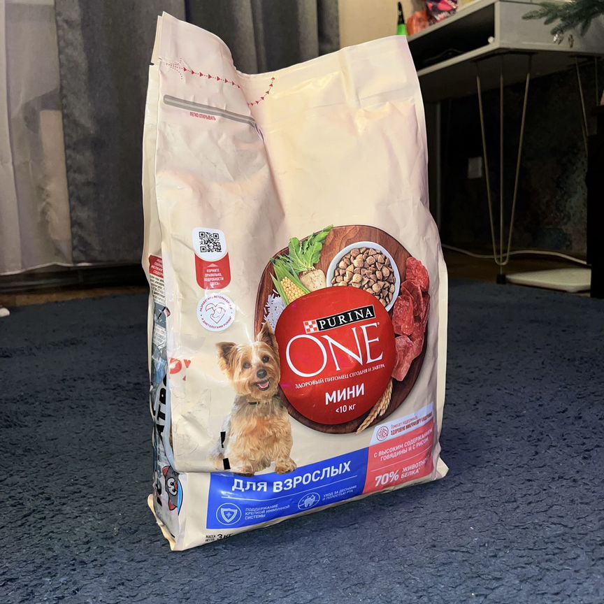 Purina One 3 кг для мелких собак с говядиной