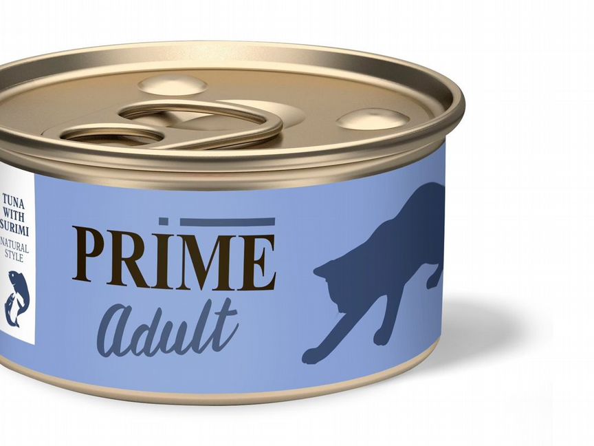 Prime консервы для кошек тунец с сурими в собствен