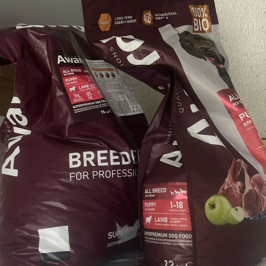 Корм авард для щенков всех пород. Две упаковки