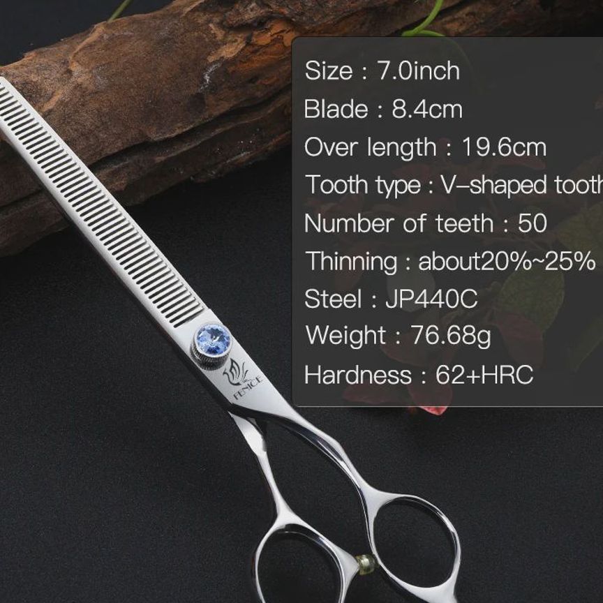 Ножницы для стрижки Fenice 7.0" V-образные, 50 зубьев, 62 HRC