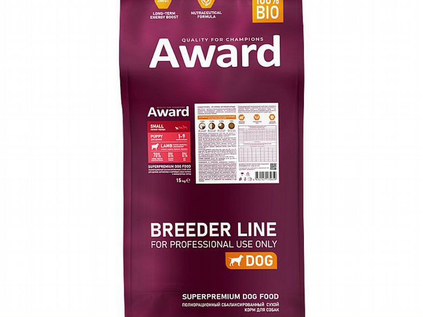 Корма для собак Award 15 кг