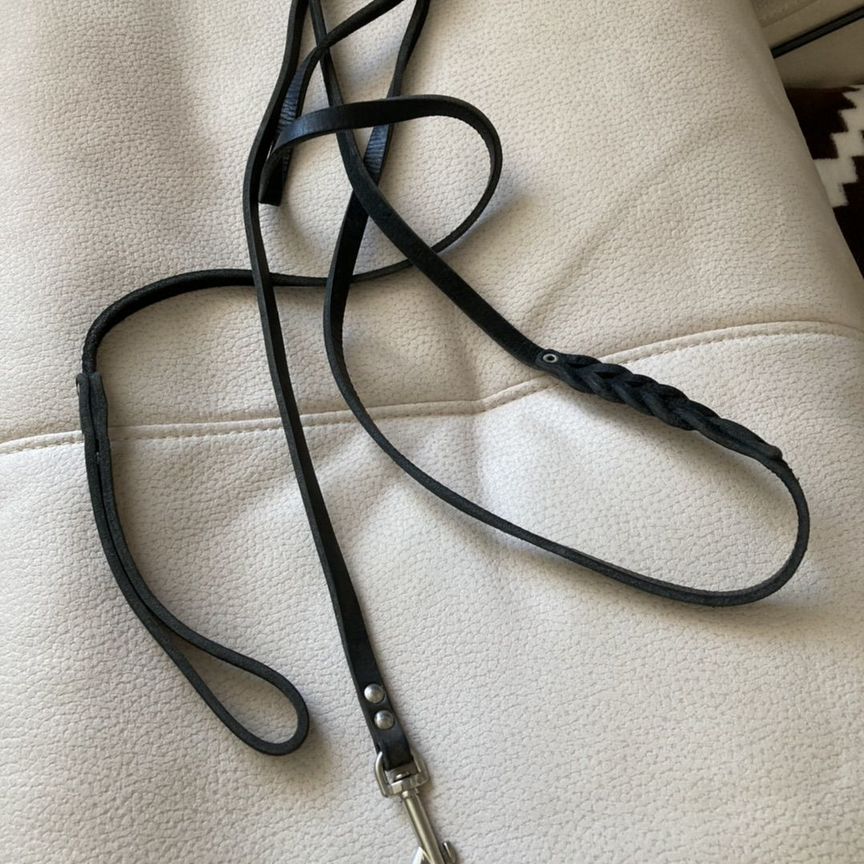 Кожаный поводок и ошейник