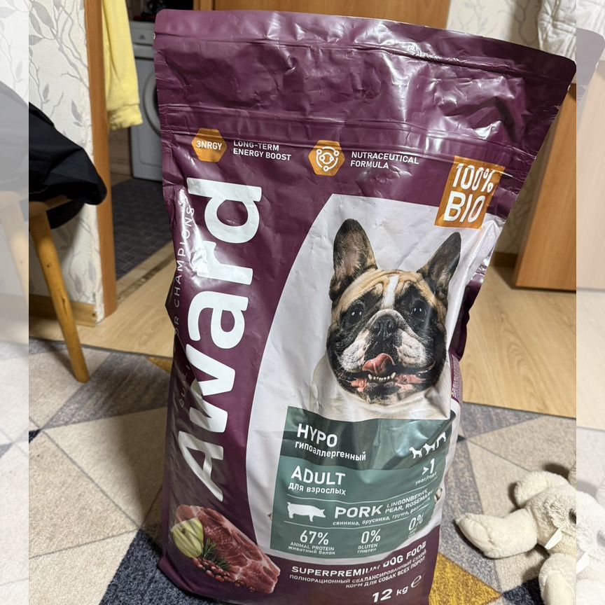 Корм для собак Award, 12кг, Свинина