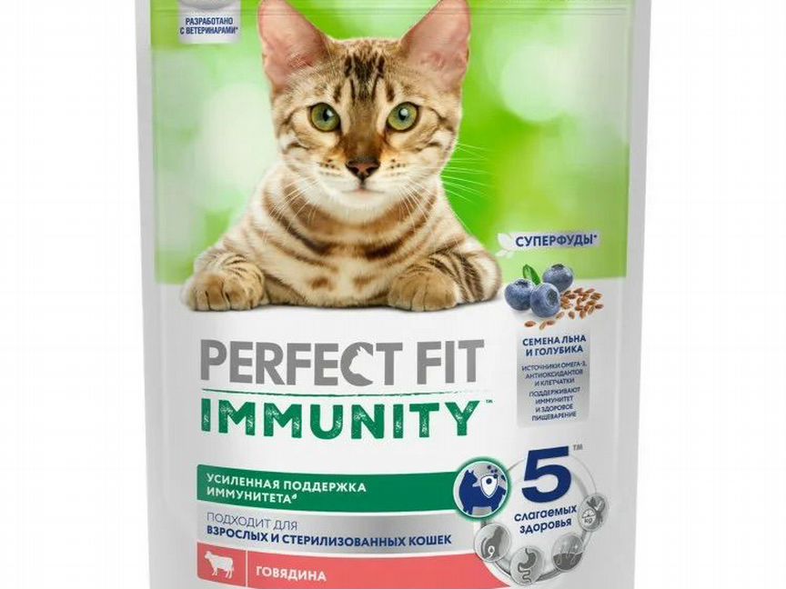 Корм сухой Perfect Fit Immunity для кошек 580г