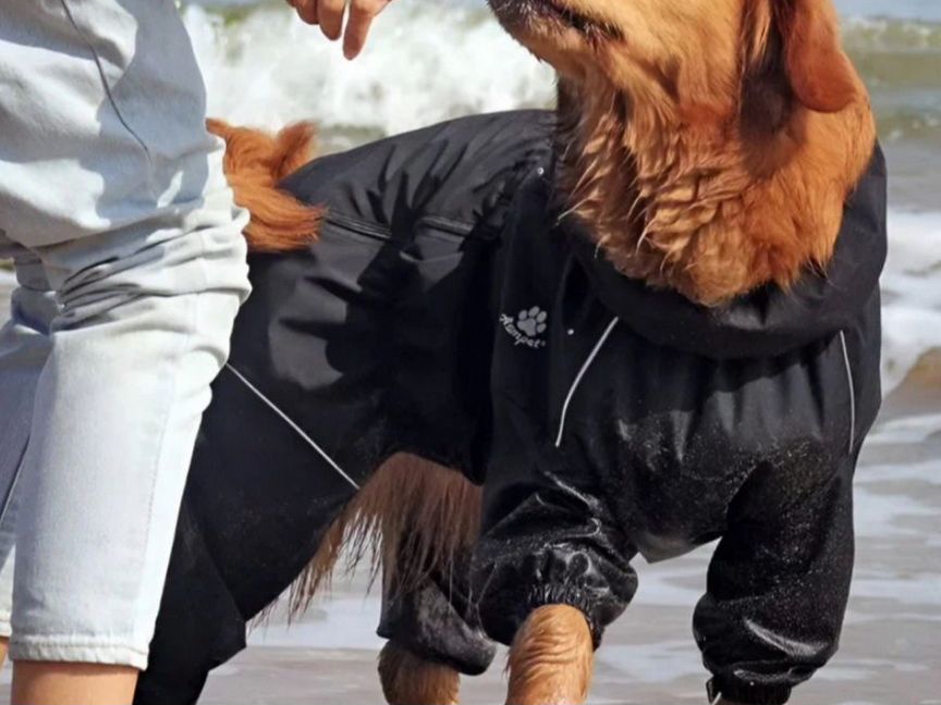 Дождевик для собак водонепроницаемый, 4XL, чёрный