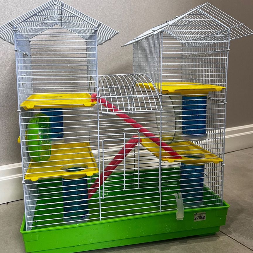 Трехэтажная клетка для хомяка   все необходимое