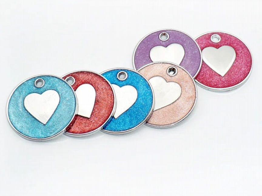 Адресник - Сердечко (глянец) для собак и кошек