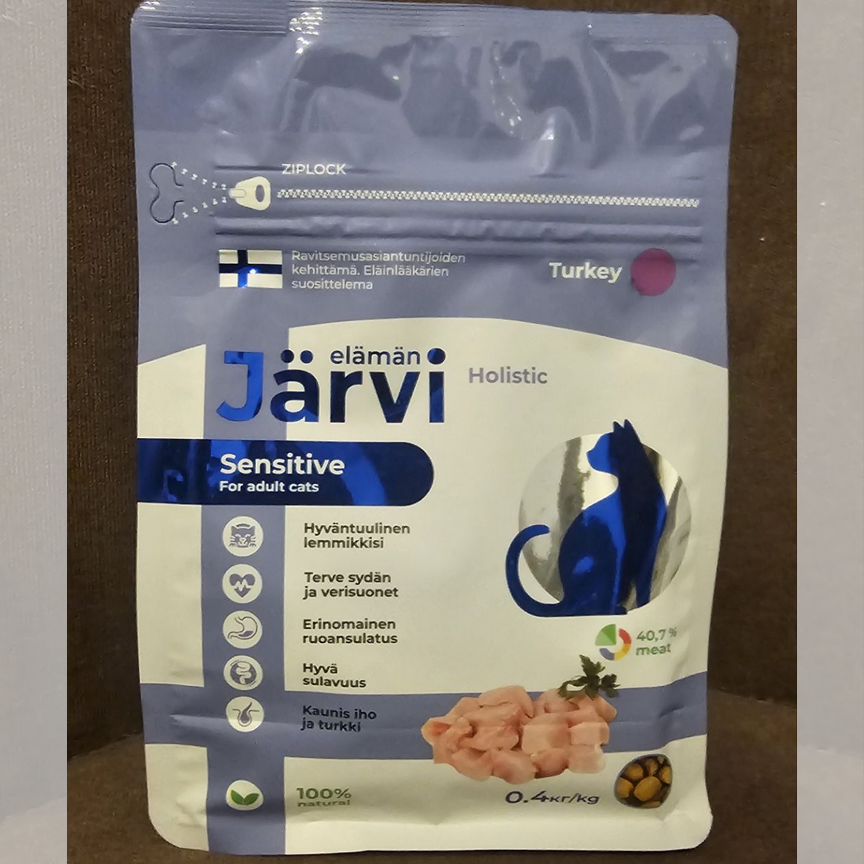 Корм для кошек jarvi sensitive 400 гр индейка