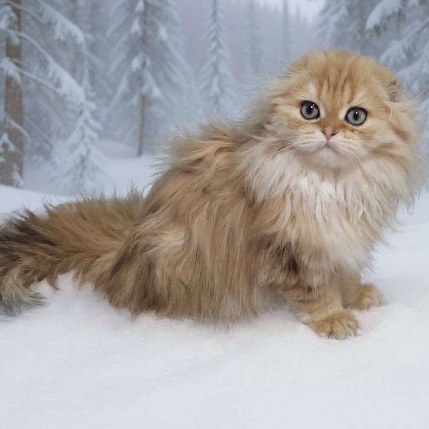 Шотландский вислоухий длинношёрстный котёнок