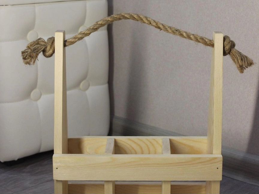 Ящик с ручкой из джутового каната