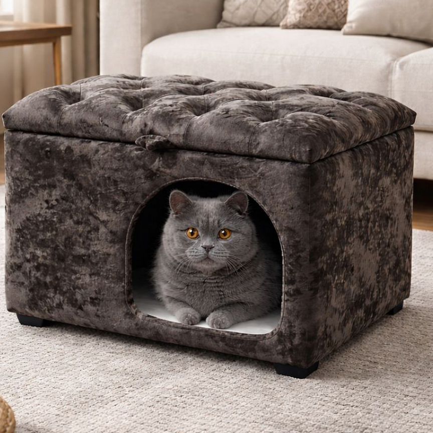 Пуфик-домик лежанка для кошки