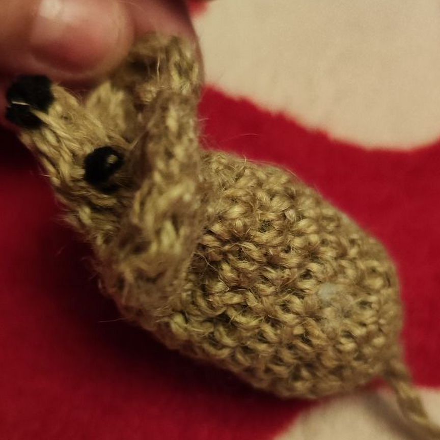 Мышь из джута для кота игрушка