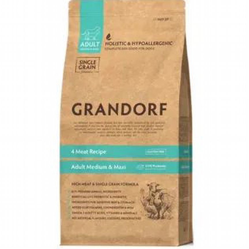 Сухой корм Grandorf Holistic 4 вида мяса для собак