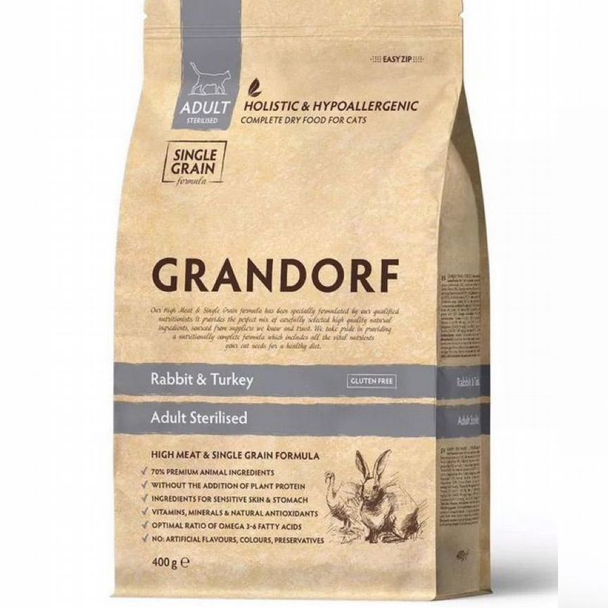 Grandorf Корм для кошек 400g с кроликом и индейкой