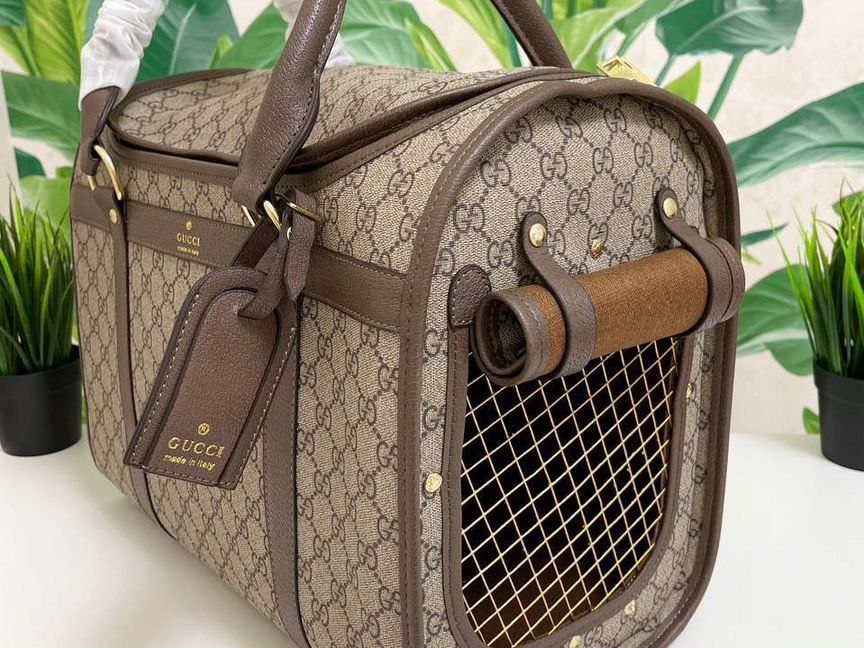 Сумка переноска для собак кожаная Gucci