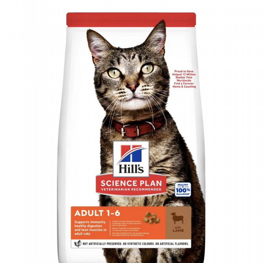 Корм Hill's для взрослых кошек с ягненком 10кг