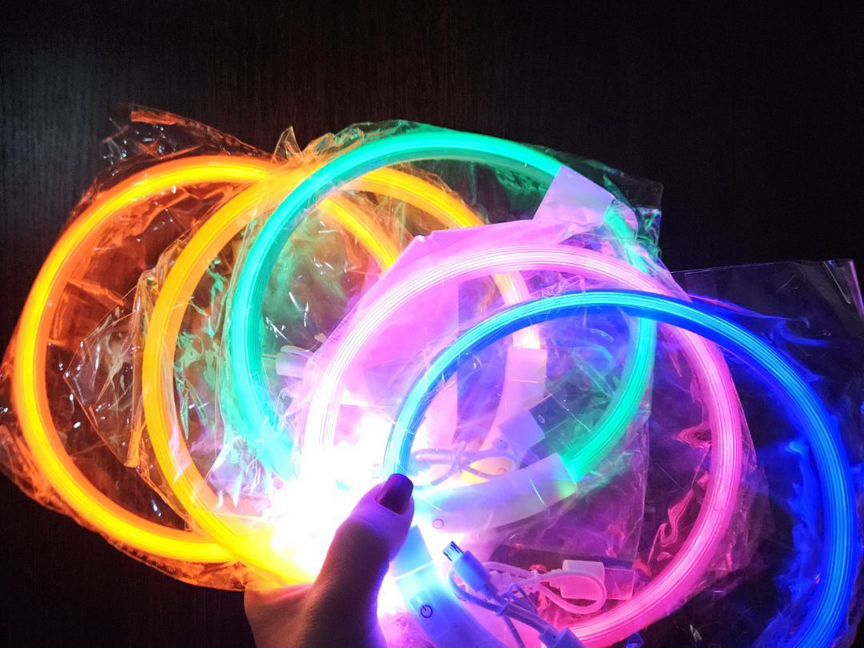 Светящийся ошейник для собак цветной