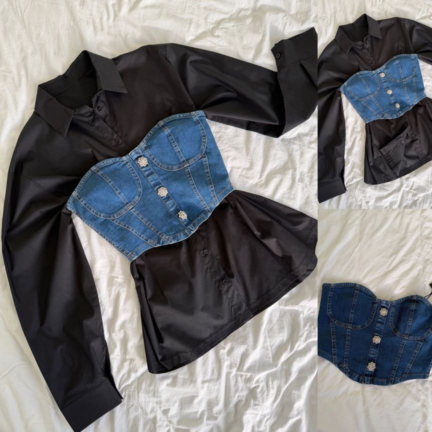 Комплект рубашка и корсетный топ Fame